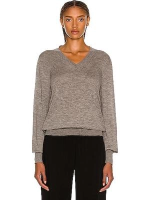 THE ROW Stockwell Cashmere V-neck Sweater - Medium Grey