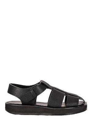 THE ROW Fisherman Leather Sandals - Black