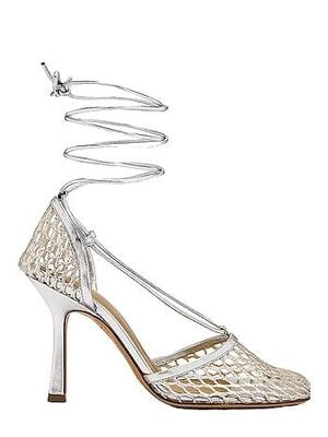 Bottega Veneta Stretch Metallic Leather Sandals - Silver
