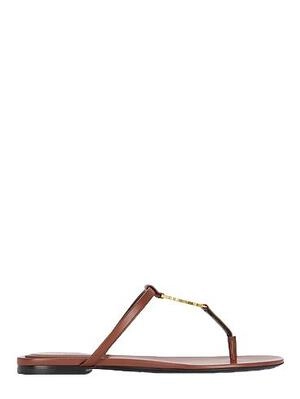 Saint Laurent Cassandra Flat Sandal - Aesthetic Brown