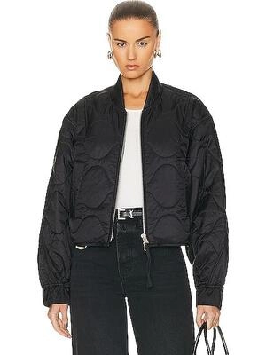AGOLDE X Shoreditch Ski Club Iona Quilted Bomber Jacket - Black
