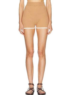 Matthew Bruch Rib Knit Hot Short - Khaki Knit
