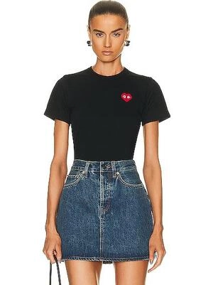 Play Comme Des Garcon COMME Des GARCONS PLAY Cotton T-Shirt With Embroidered Heart Black