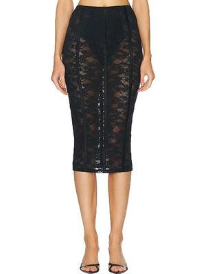 FLEUR DU MAL Stretch Lace Pencil Skirt - Black