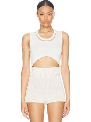 AISLING CAMPS Cropped Tank Top - Ivory