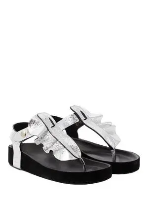 Isabel Marant Étoile Isela Metallic Leather Sandals - Silver