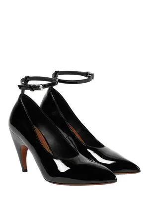 Alaïa Shark Patent Leather Pumps With Buckle-fastening Ankle Strap - Black