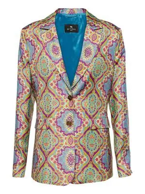 Etro Single-breasted Printed Silk Blazer - Multicoloured