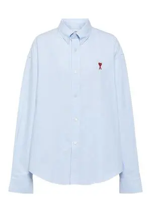 AMI Paris De Cour Cotton Poplin Shirt - Blue