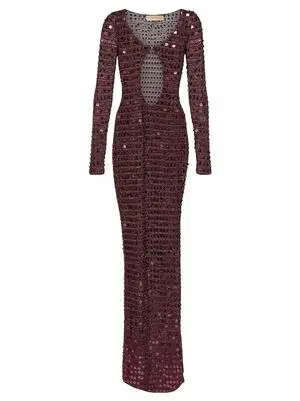 AYA MUSE Embellished Cutout Maxi Dress - Red