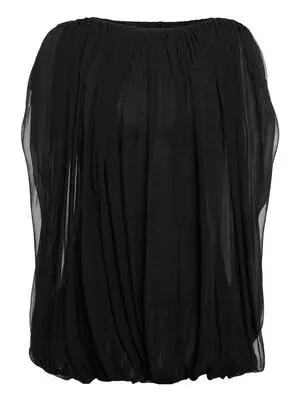 Rick Owens Gathered Silk Chiffon Top - Black