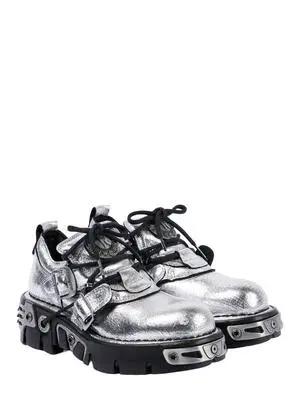 Rabanne Embellished Leather Lace-up Boots - Silver