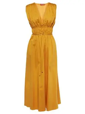 Altuzarra Fiona Ruched Cotton-blend Midi Dress - Orange