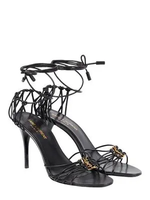 Saint Laurent Babylone Leather Sandals - Black
