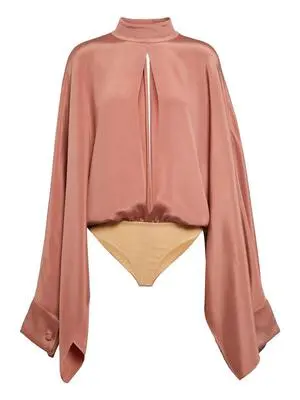 TOM FORD Cutout Silk Crepe Bodysuit - Black