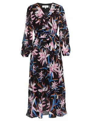 Diane Von Furstenberg Jaxson Floral Crepe Midi Dress - Black