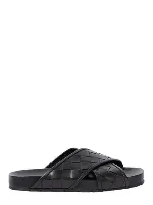 Bottega Veneta Tarik Intrecciato Leather Sandals - Black