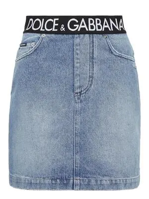 Dolce & Gabbana Logo Denim Miniskirt - Blue