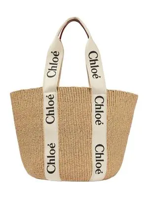 Chloé Chloe Woody Large Raffia Tote Bag Neutrals