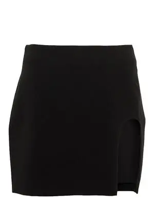 MONOT Crepe Miniskirt With Side Slit - Black