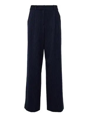 Veronica Beard Heyser Pinstripe High-rise Wide-leg Trousers - Blue