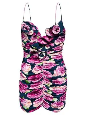 Magda Butrym Floral Ruched Mini Dress - Blue