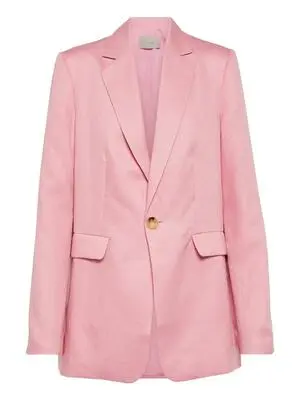 Asceno Azores Single-breasted Linen Blazer - Pink