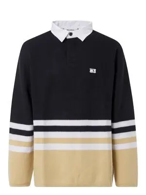 WALES BONNER Cypher Striped Wool Polo Sweater - Blue