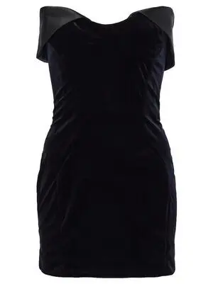 MUGLER Velvet And Silk Trimmed Mini Dress - Black