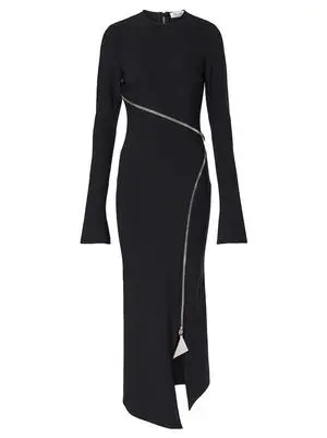 Attico Zip-up Jersey Midi Dress - Black
