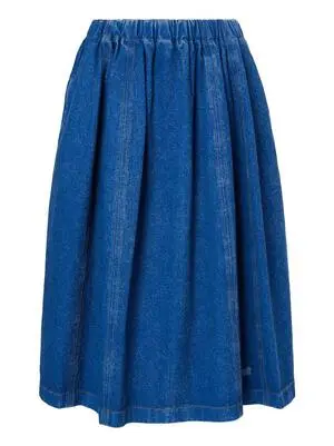 MARNI Marni Elasticated Waist Denim Midi Skirt In Ocean