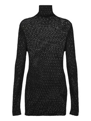 TOTEME Crochet Turtleneck Top - Black
