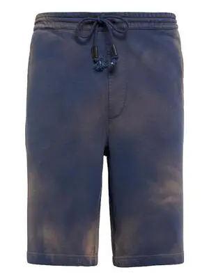 Loewe Cotton Jersey Shorts With Embroidery In Washed Indigo - Blue