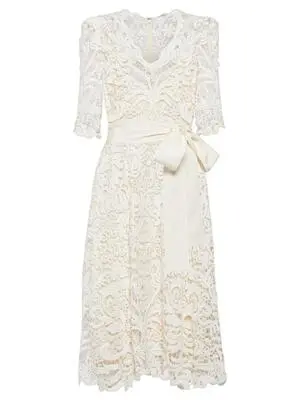 Elie Saab Lace Midi Dress - White