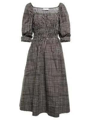 Proenza Schouler Checked Cotton Poplin Midi Dress - Black