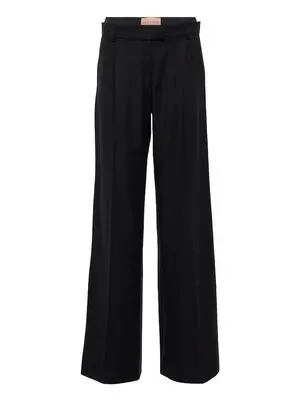 AYA MUSE Low-rise Wide-leg Wool Trousers - Black