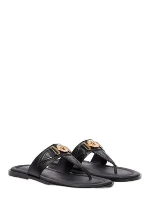Versace Medusa Leather Thong Sandals - Black