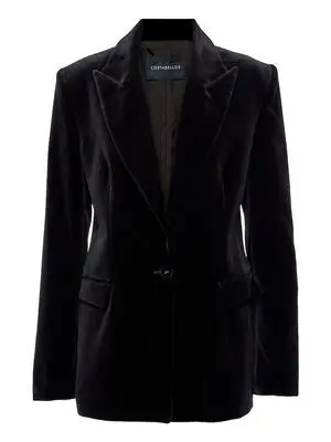 Costarellos Azura Cotton Velvet Blazer - Black
