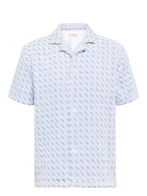 Orlebar Brown Howell Cotton Terry Bowling Shirt - Blue