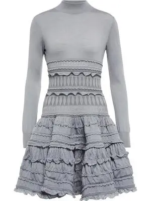 Alaïa Crinoline Virgin Wool Mini Dress - Grey