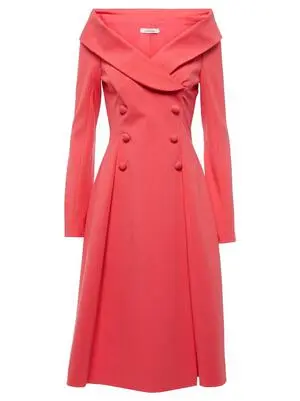 Dorothee Schumacher Off-shoulder Midi Dress In Coral - Pink