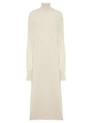 JIL SANDER Knitted Cashmere Midi Dress - White