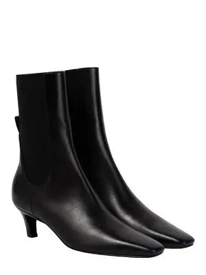 TOTEME Leather Ankle Boots - Black
