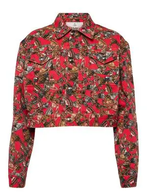 VIVIENNE WESTWOOD Printed Cropped Denim Jacket - Multicoloured
