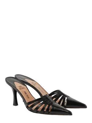 Paris Texas Nadia 85 Cut Out Leather Mules - Black