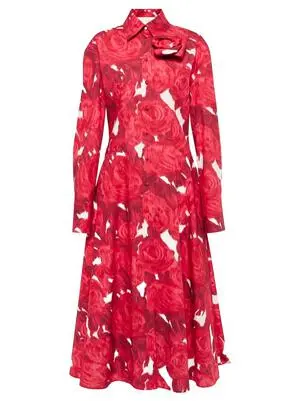 Valentino Garavani Floral Cotton Shirt Dress - Red
