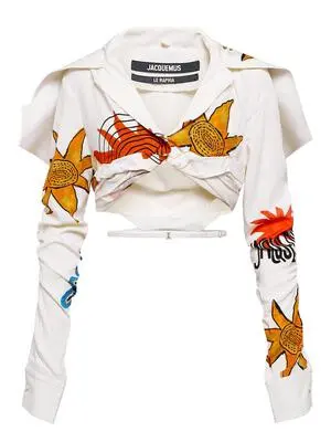 Jacquemus La Chemise Meio Printed Cropped Shirt - Multicoloured