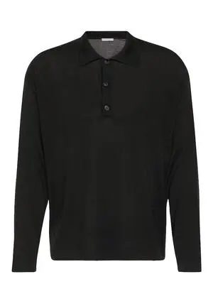THE ROW Djon Wool Polo Sweater - Black