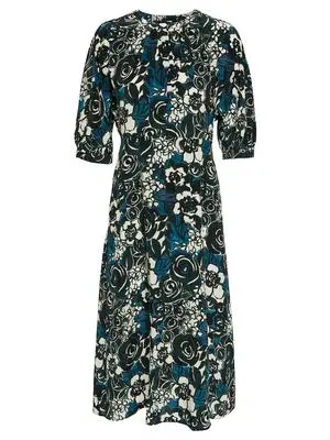 Max Mara Floral Silk Crepe Midi Dress - Multicoloured