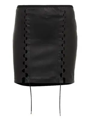 DION LEE Hinge-seam Leather Miniskirt - Black